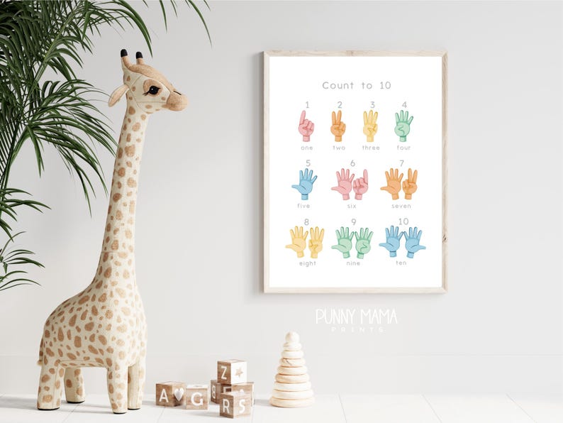 Finger Counting to 10 Printable, Pastel Rainbow, Unique Nursery Print ...