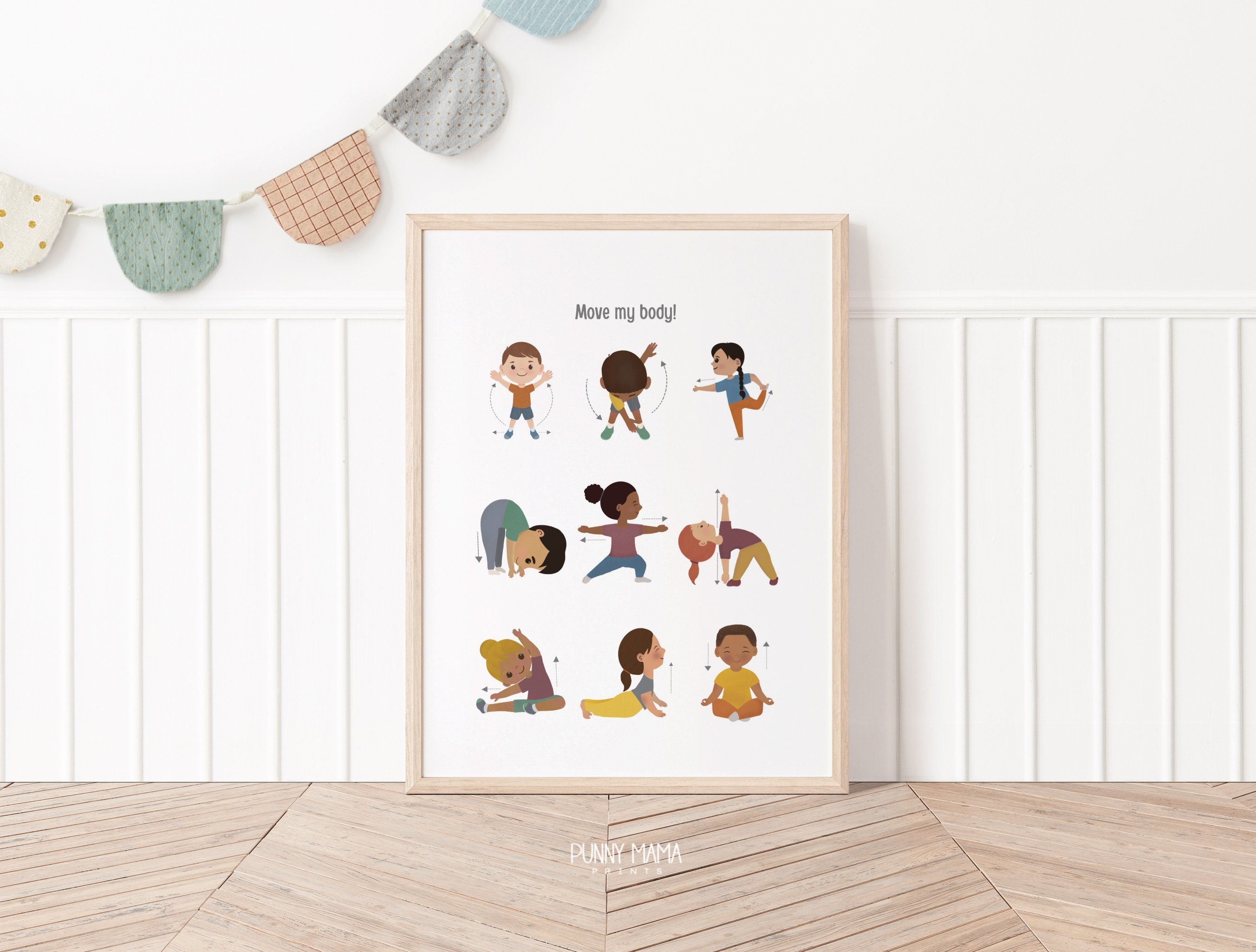 Move My Body Printable Wall Art Children's Stretching Yoga & Exercise ...