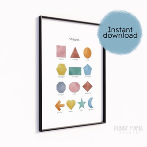 Shapes Printable Pastel Rainbow Geometric 2D Shapes Kids Printable ...