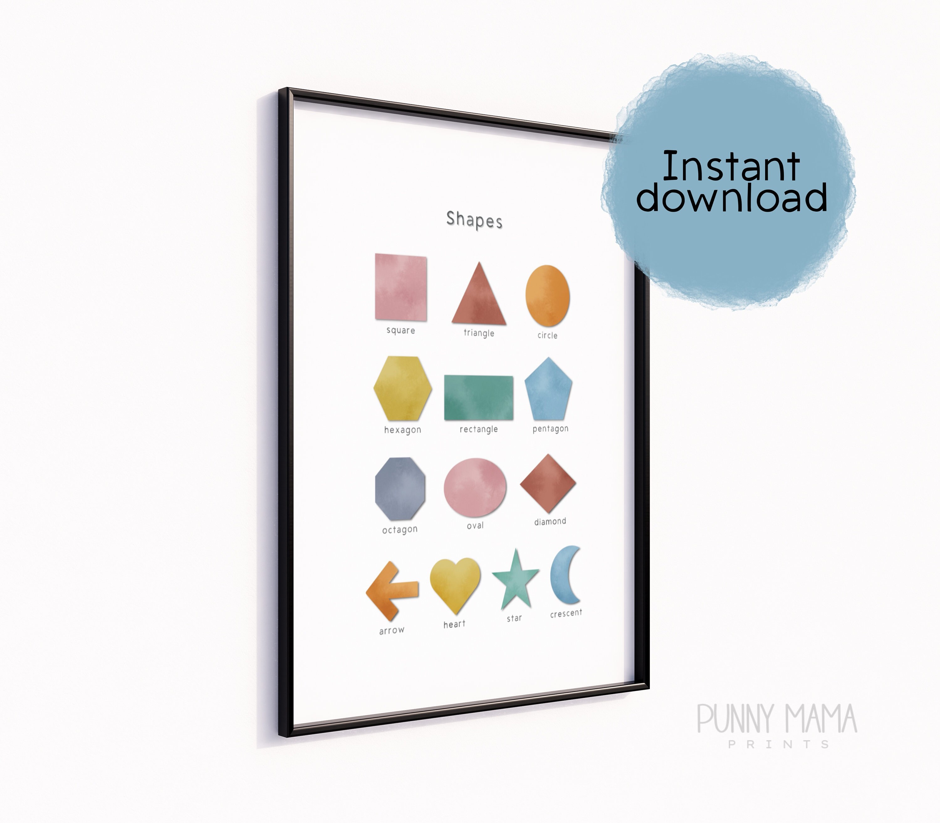 Shapes Printable Pastel Rainbow Geometric 2D Shapes Kids - Etsy