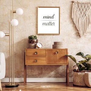 Mind Over Matter PRINT Typography Wall Art Mental Strength Mindfulness ...