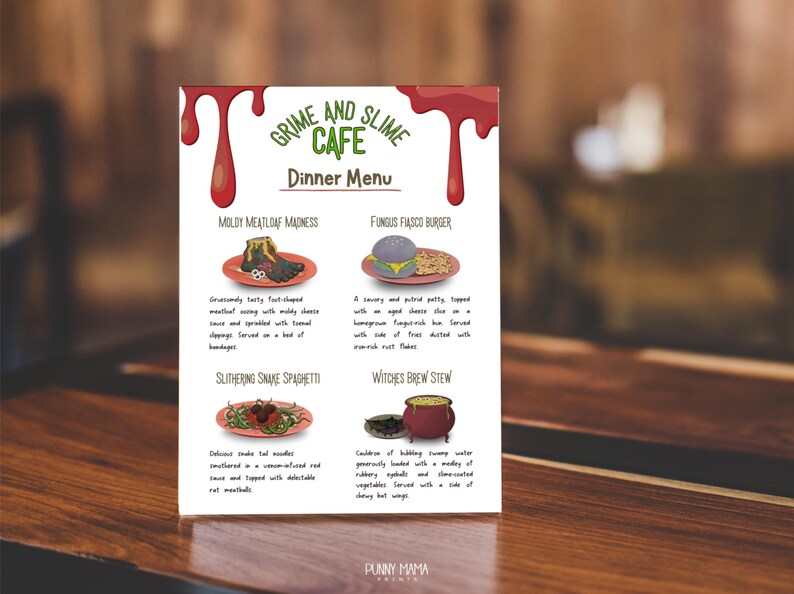 Printable Silly Play Menus, Gross Fun Unusual Menu, Restaurant Play ...