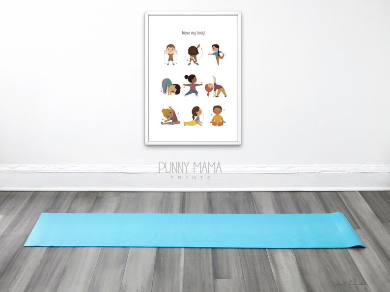 Move My Body Printable Wall Art Children's Stretching Yoga & Exercise ...