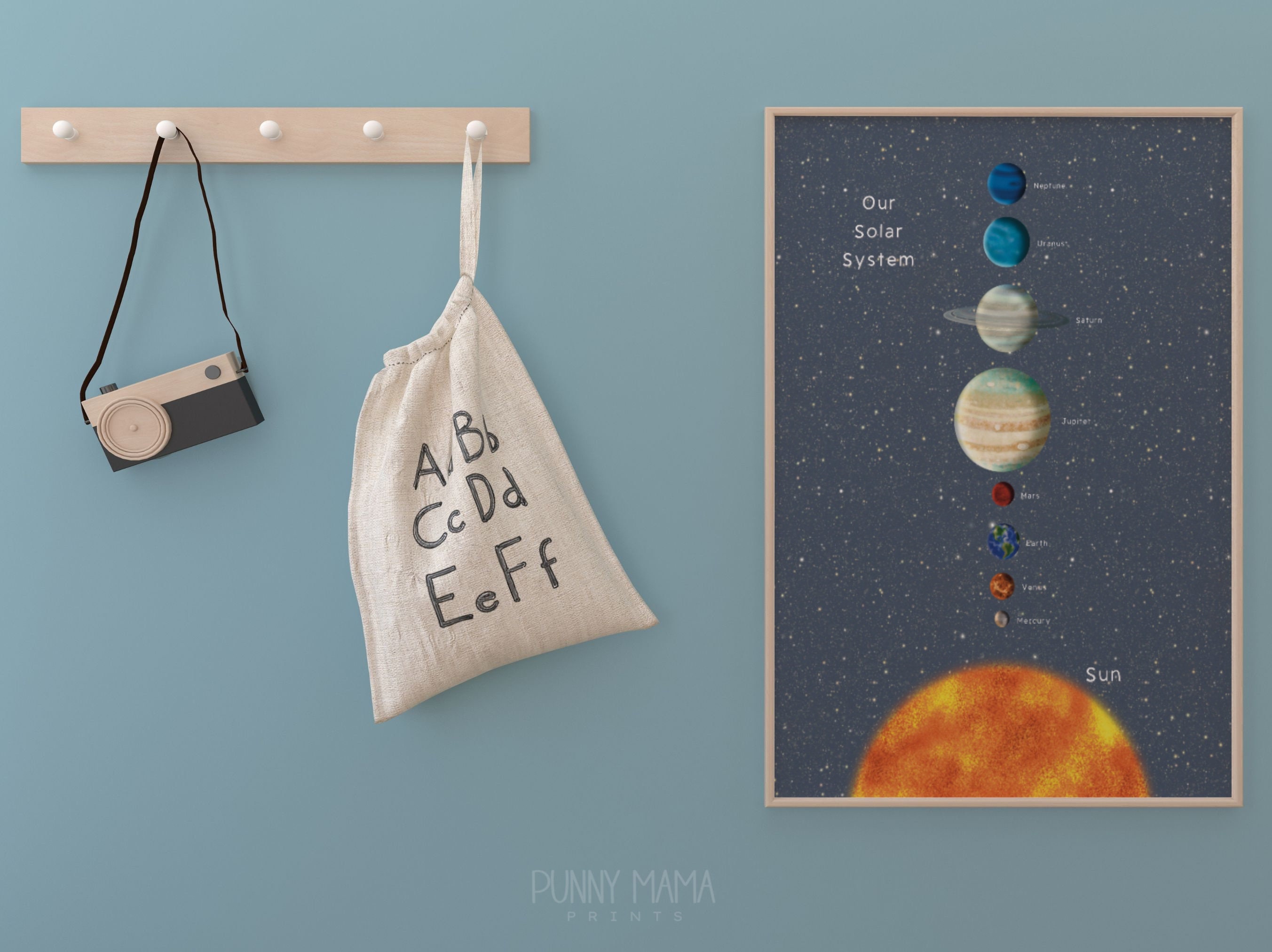Our Solar System Night Sky Printable, Outer Space Print, Sun Planets ...