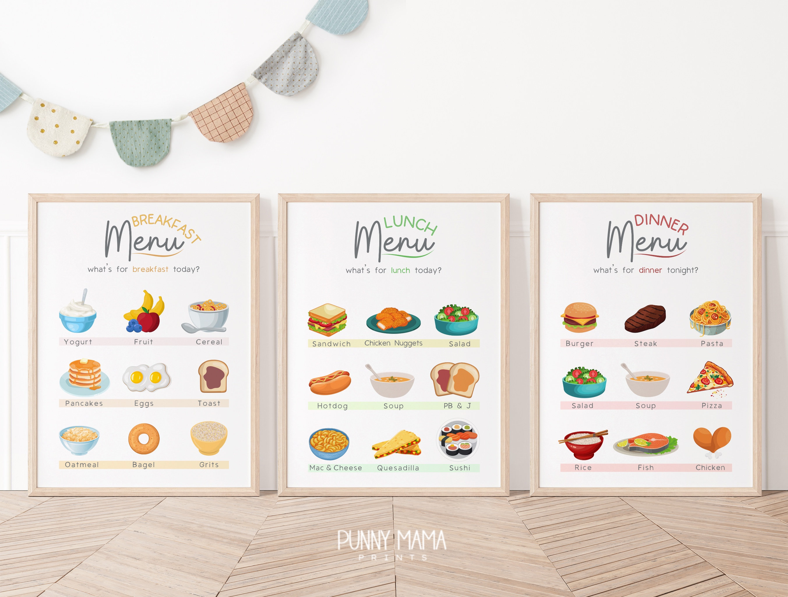 Printable Play Menus Set of 6, Kids Kitchen Decor, Restaurant Play ...