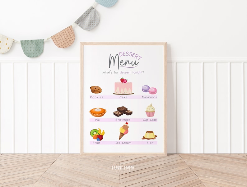 Printable Play Menus Set of 6, Kids Kitchen Decor, Restaurant Play ...