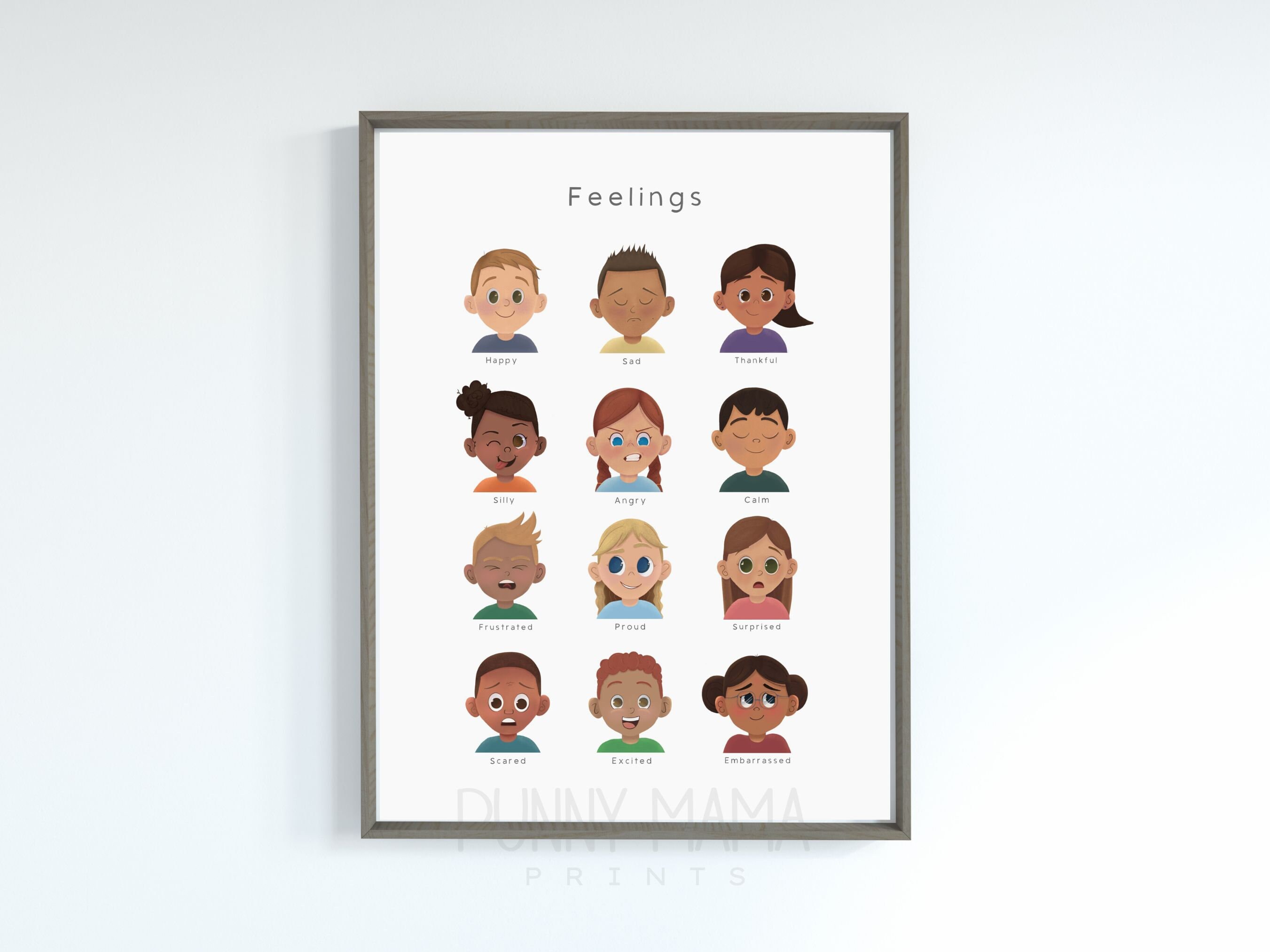 Feelings Printable, Kids Emotional Intelligence Print, Facial ...