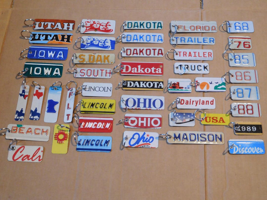 Upcycled License Plate Keychain: Handmade State & Year Keyring - Etsy