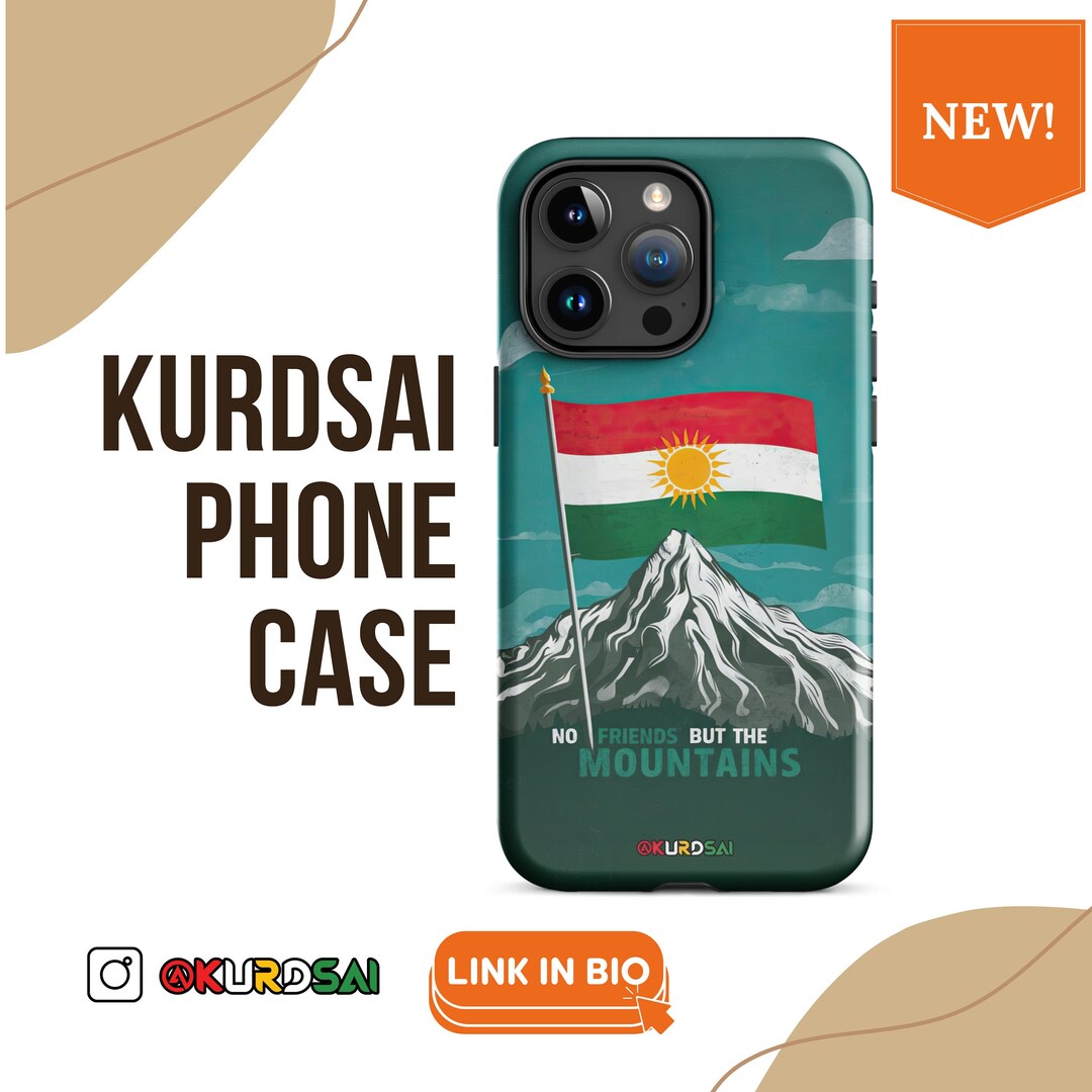 No Friends but the Mountains Design Kurdish Phone Case, Kurdish Flag, Kurdistan, Case for iPhone ...