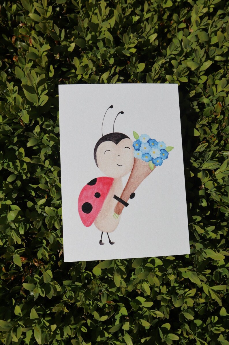 Card Get Well Soon Card Ladybug Watercolor Illustration Ladybug ...