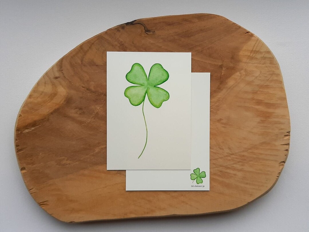 Card Clover Watercolor Illustration Clover Greeting Card Clover Card ...
