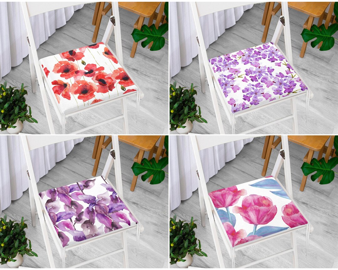 Red Poppy Design Chair Cushion, Trailing Bellflower Outdoor Seat ...