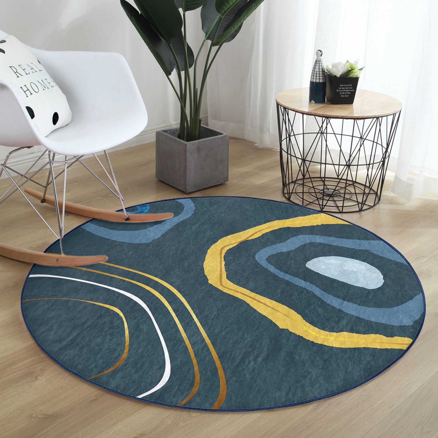 Modern Round Rug Abstract Circle Rug Abstract Shapes Round - Etsy
