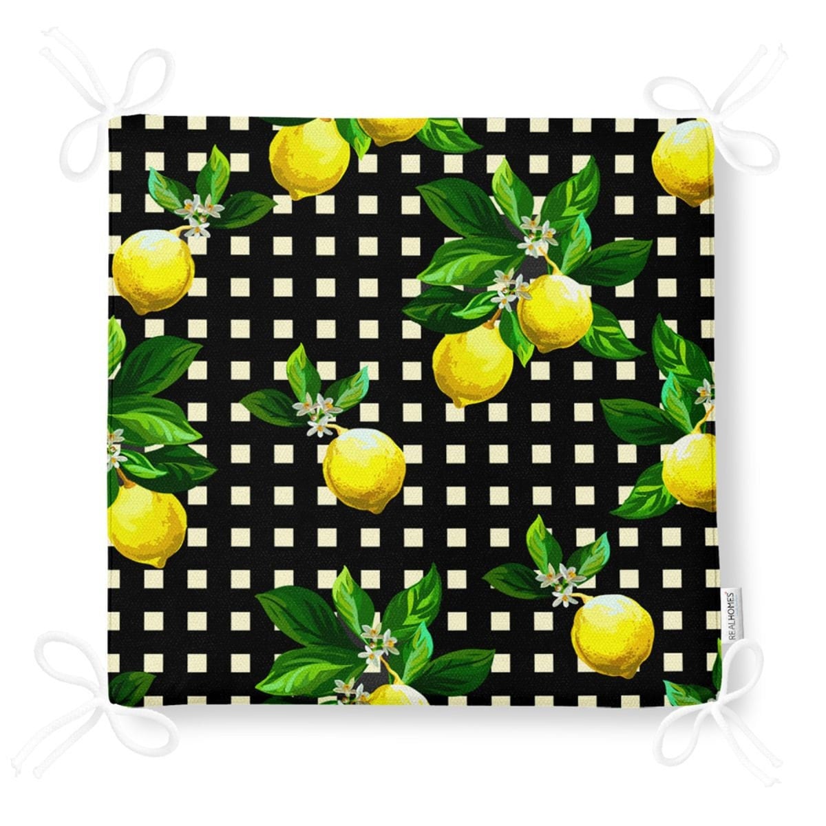 Yellow Lemon Chair Cushions With Ties Lemon Theme Kitchen - Etsy