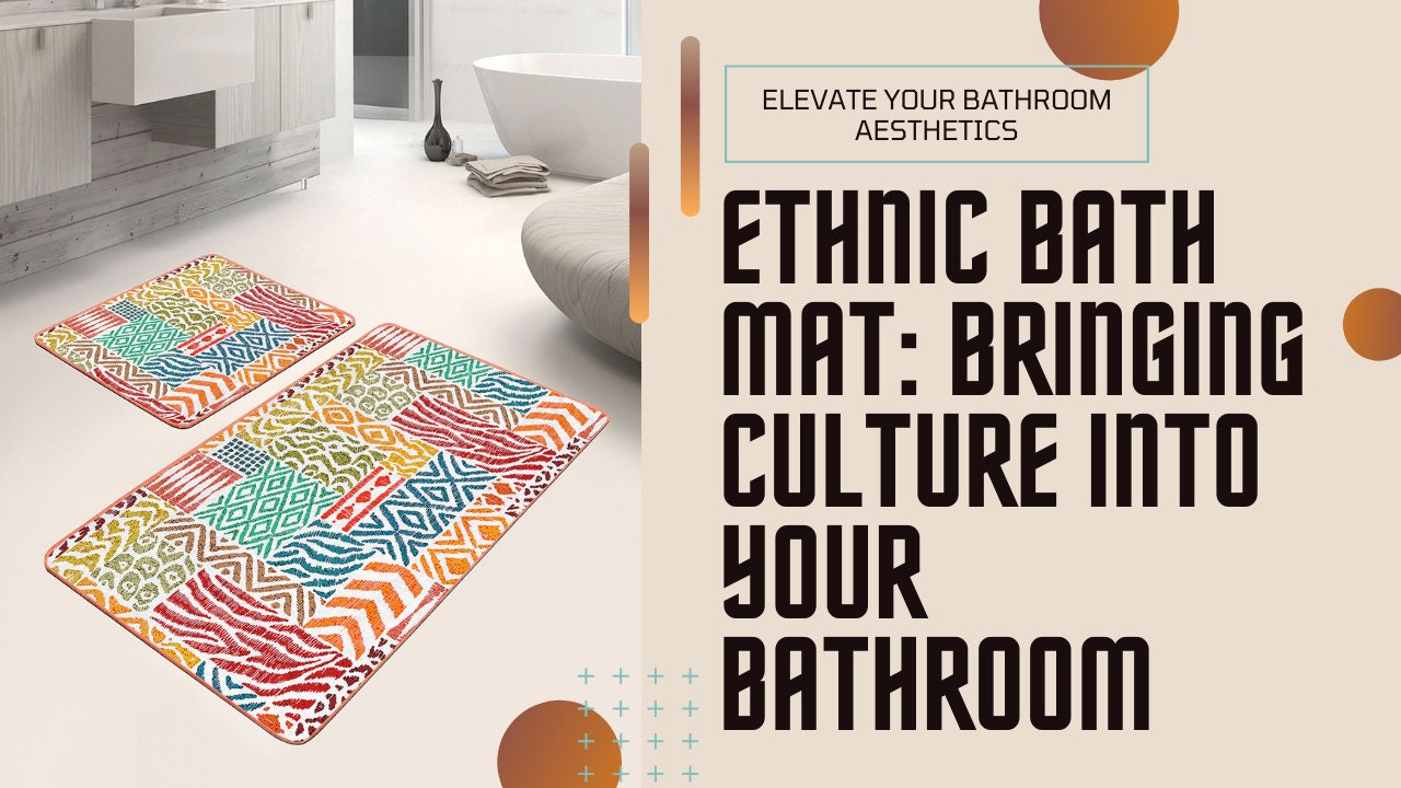 Colorful Bath Mat Set, Ethnic Non-slip Bathroom Rug, Patchwork Style ...