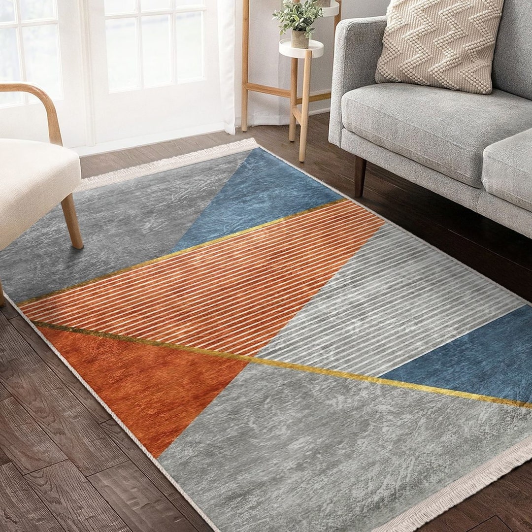 Entryway Rug: Abstract Geometric Pattern - Washable & Stain Resistant ...