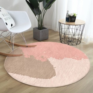 Modern Style Round Rug, Non Slip Pink Circle Rug, Decorative Round ...