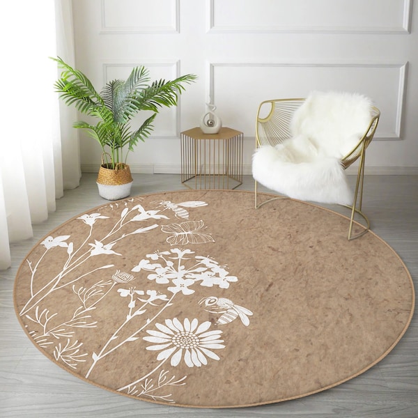 Jute Floral Rug - Etsy