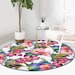 Watercolor Floral Round Rug, Non Slip Colorful Flowers Circle Rugs ...