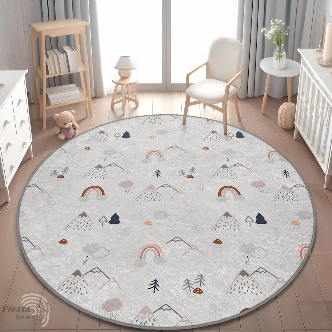 Boho Nursery Rug, Rainbow Kids Room Carpet, Soft Non-slip Toddler Rug ...