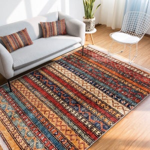 Ethnic Area Rugs, Hereke Motif Non-slip Rugs, Boho Living Room Rug ...