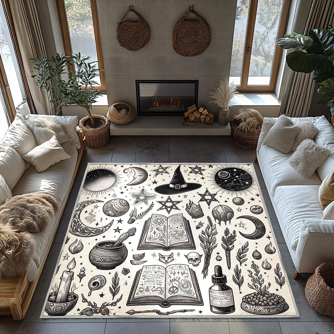 Celestial Witch Decor Rug: Gothic Halloween Design, Soft Velvet - Etsy