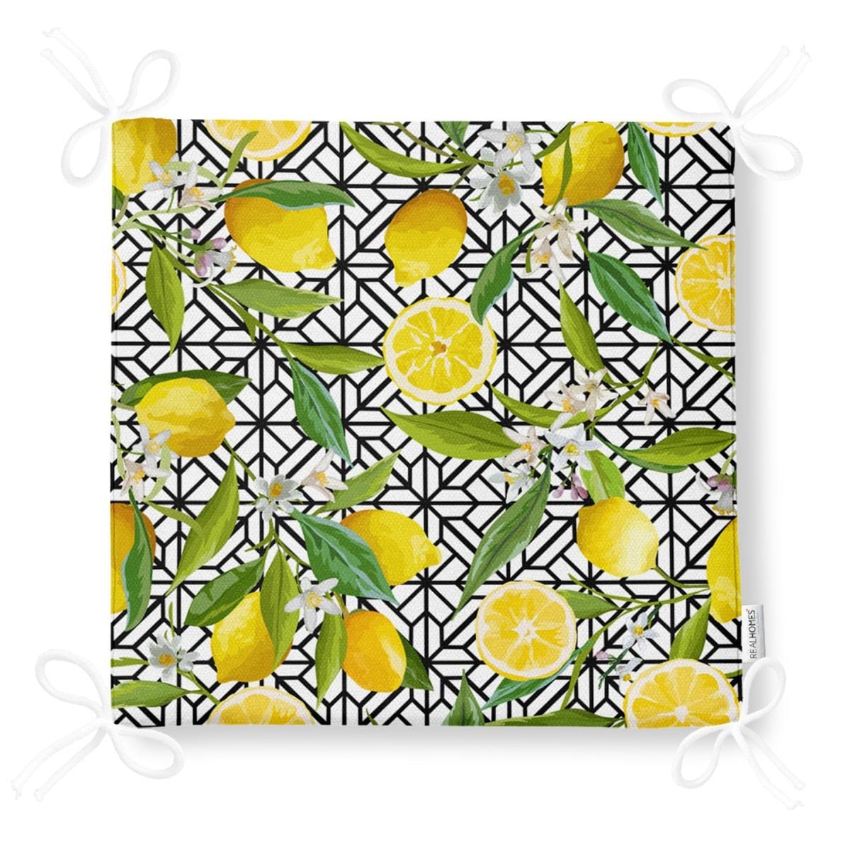 Yellow Lemon Chair Cushions With Ties Lemon Theme Kitchen - Etsy