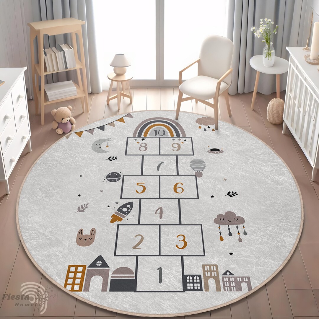 Hopscotch Nursery Play Mat, Numbers Playroom Carpet, Educational Kids ...