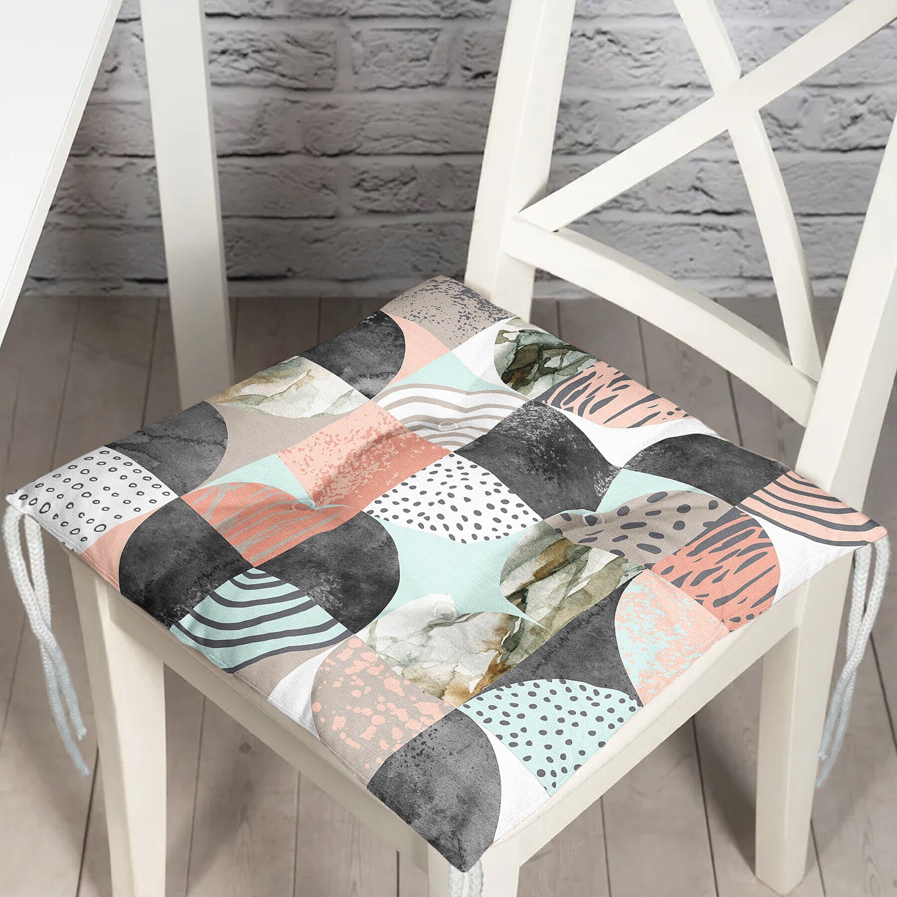 Geometric Chair Pads, Puffy Dining Table Cushions, Abstract Shapes ...