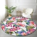 Watercolor Floral Round Rug, Non Slip Colorful Flowers Circle Rugs ...