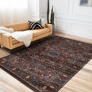 Medallion Pattern Area Rug, Oriental Anti-slip Carpet, Persian Style ...