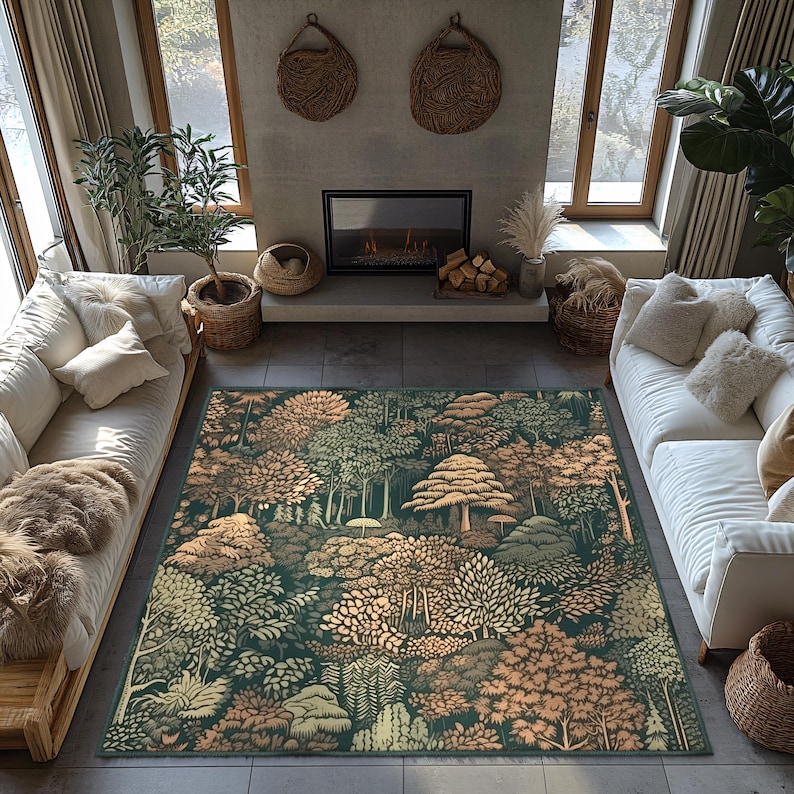 Abstract Forest Area Rug - Autumn Colors, Soft Non-slip Backing - Etsy