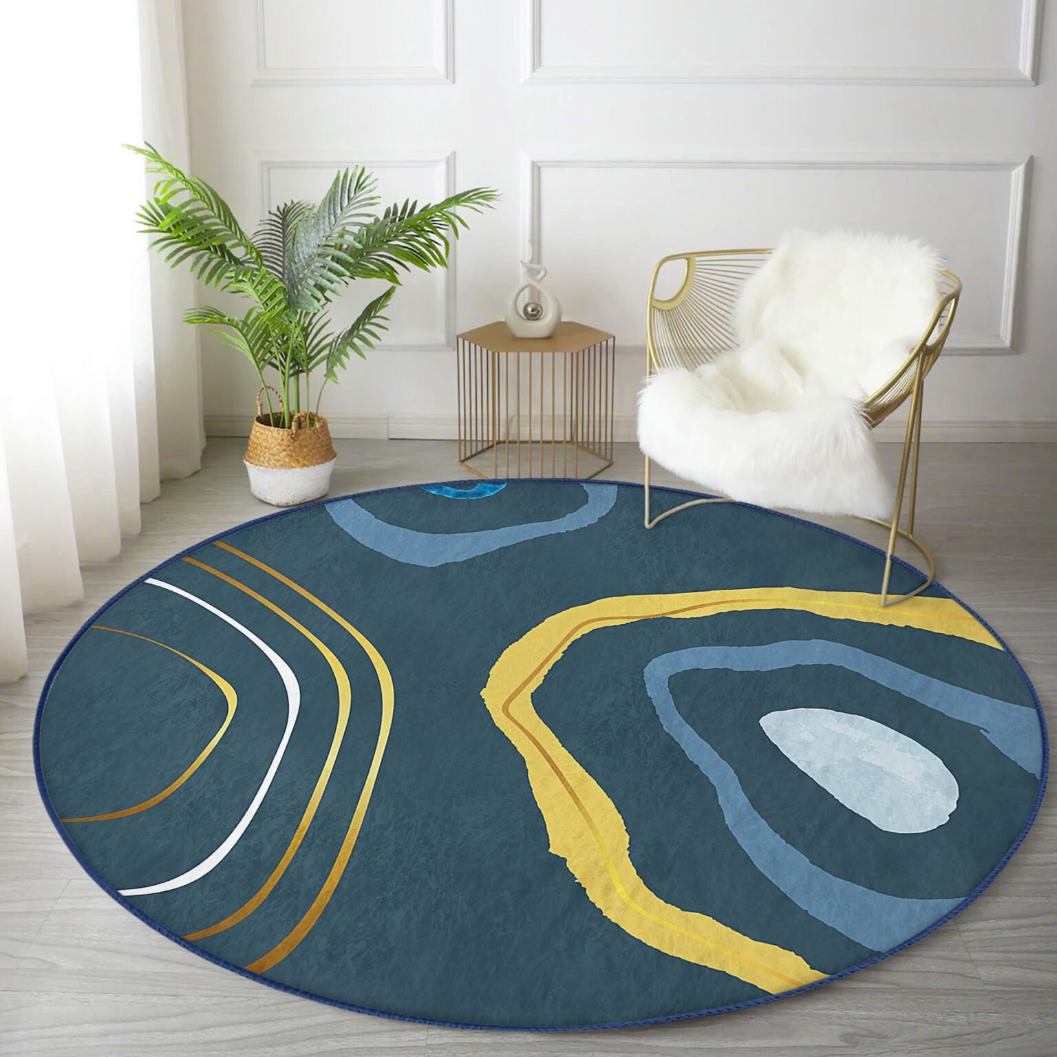 Modern Round Rug Abstract Circle Rug Abstract Shapes Round - Etsy