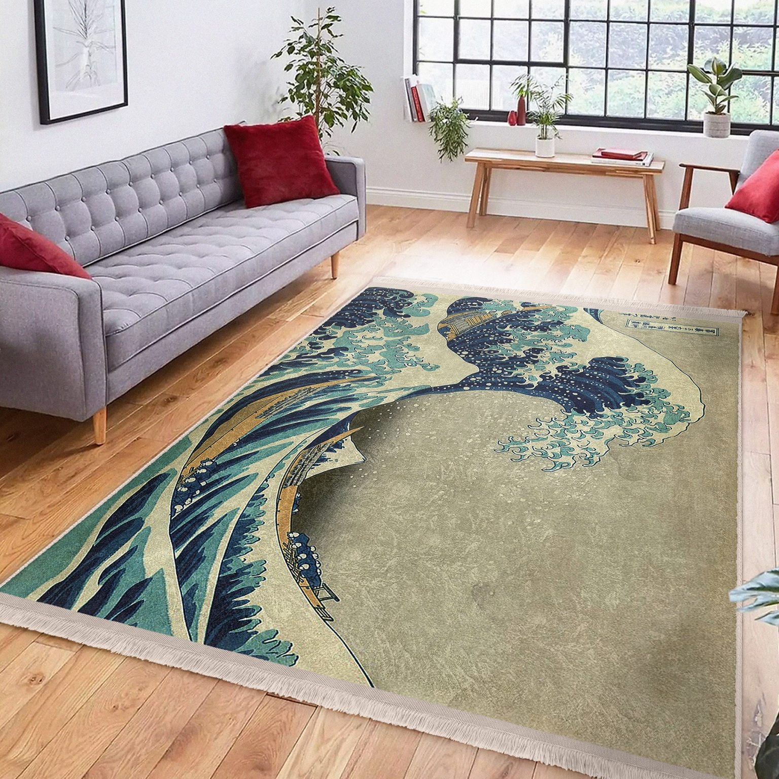 Ocean Wave Rug, Ocean Theme Area Rugs, Anti-slip Artistic Carpet ...