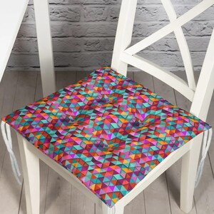 Outdoor Chair Cushions: Multicolored Triangle Design - Soft & Secure - Etsy