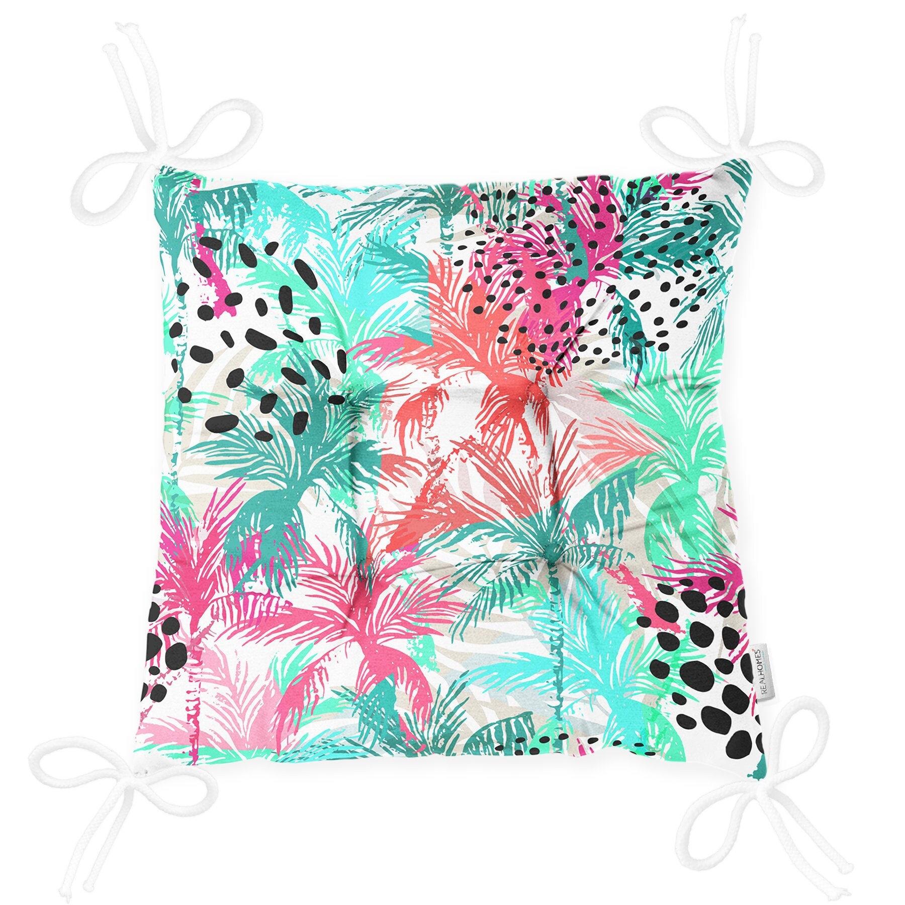 Palmetto Fan & Areca Palm Leaves Puffy Chair Pads, Summer Tropical Seat ...