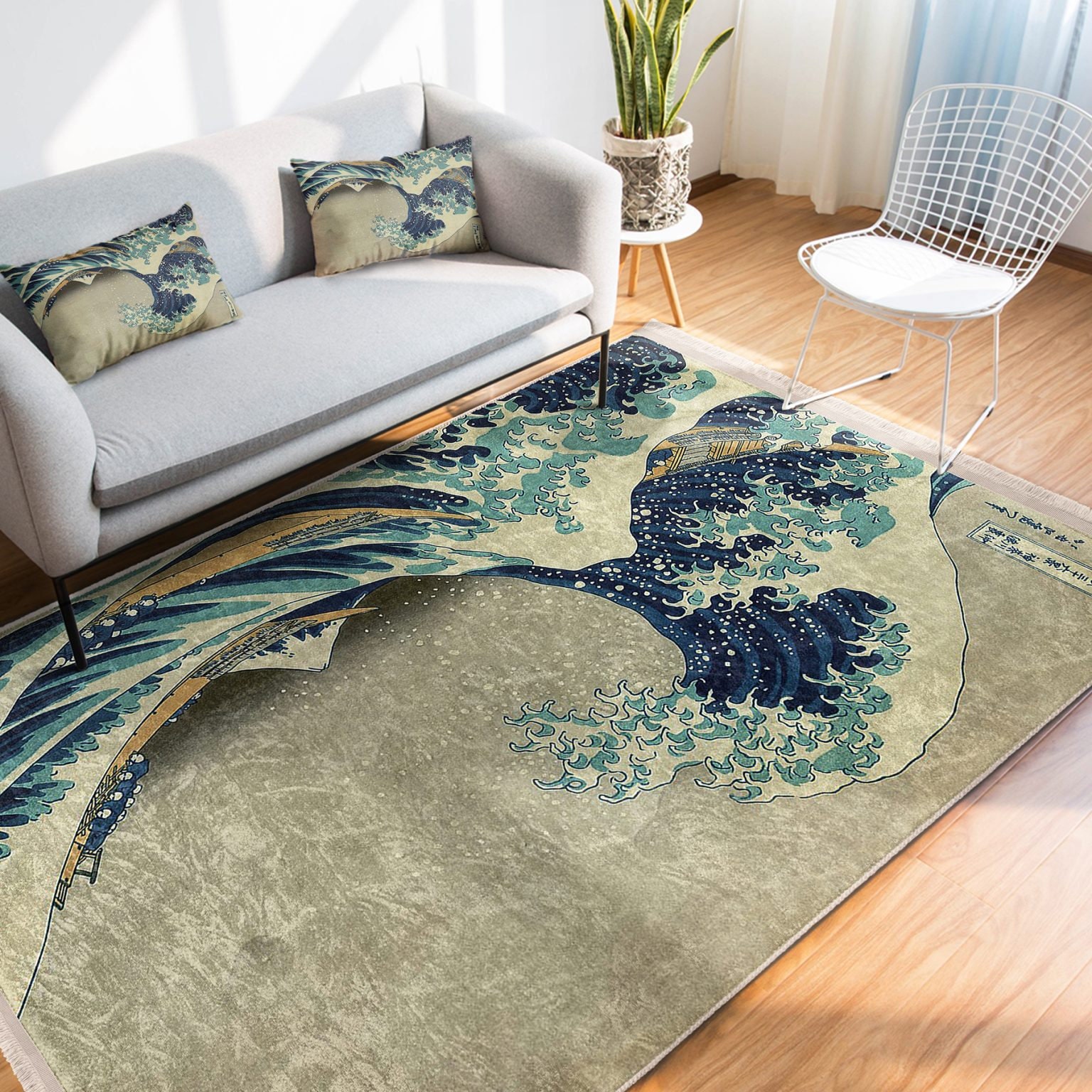 Ocean Wave Rug, Ocean Theme Area Rugs, Anti-slip Artistic Carpet ...