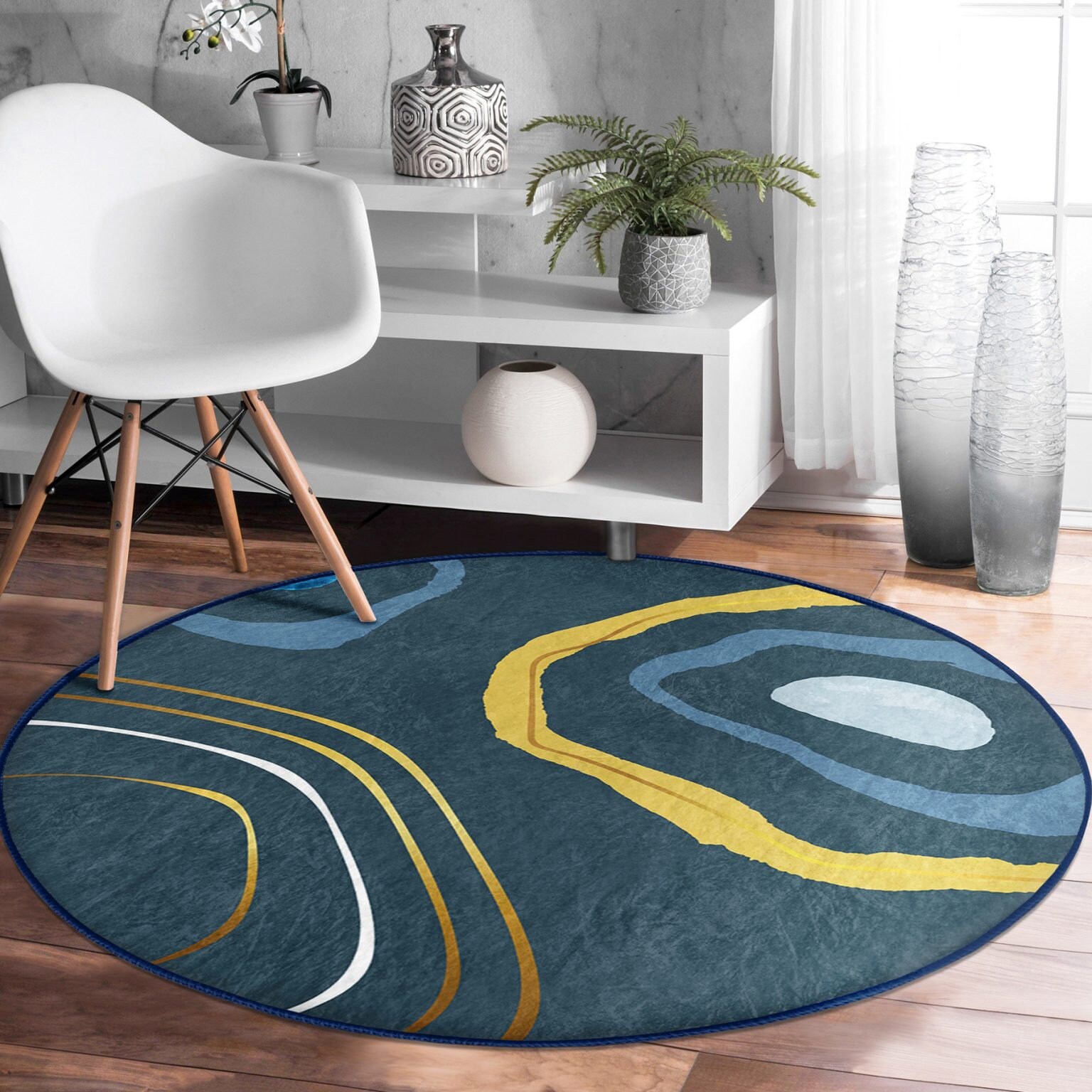 Modern Round Rug Abstract Circle Rug Abstract Shapes Round - Etsy