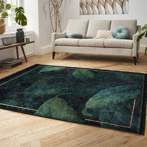 Giant Leaf Rug, Green Plant Non-slip Carpet, Large Leaf Living Room Rug ...