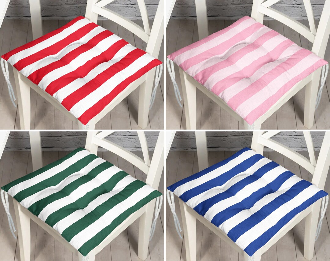 Striped Puffy Cushions for Hardwood Floors, Red White Garden Chair ...