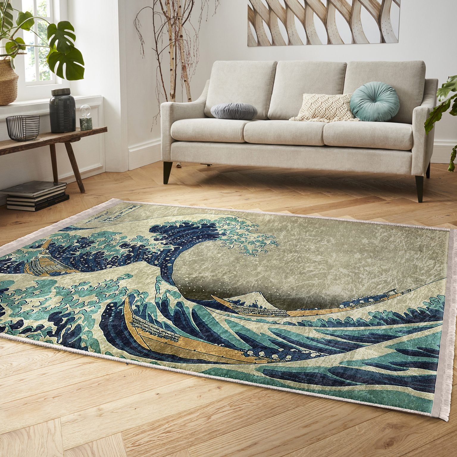 Ocean Wave Rug, Ocean Theme Area Rugs, Anti-slip Artistic Carpet ...