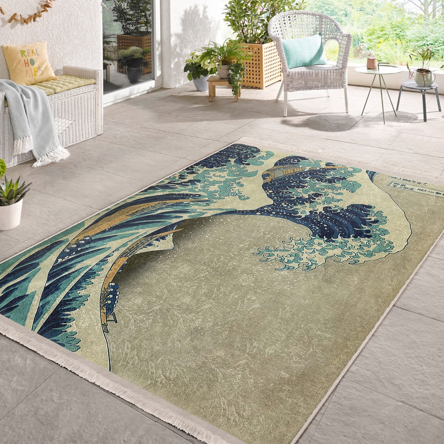 Ocean Wave Rug, Ocean Theme Area Rugs, Anti-slip Artistic Carpet ...
