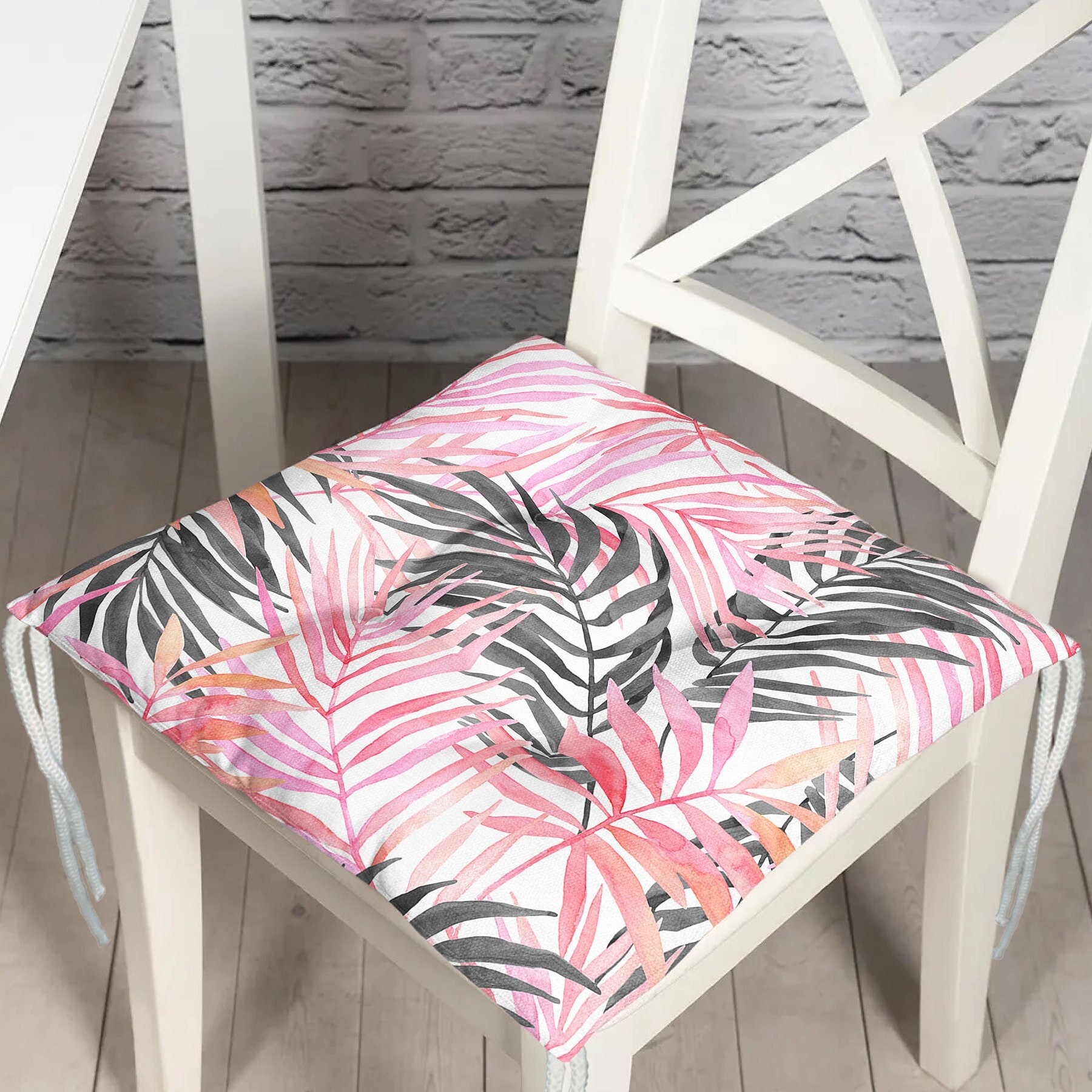 Palmetto Fan & Areca Palm Leaves Puffy Chair Pads, Summer Tropical Seat ...