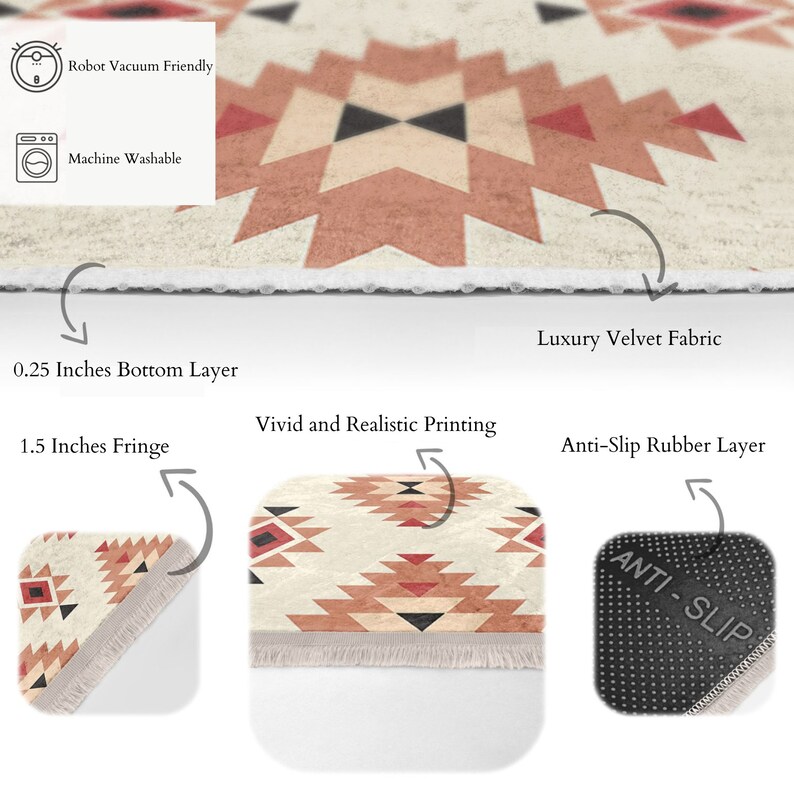 Southwestern Area Rug, Ethnic Rug, Native American Anti-slip Carpet ...