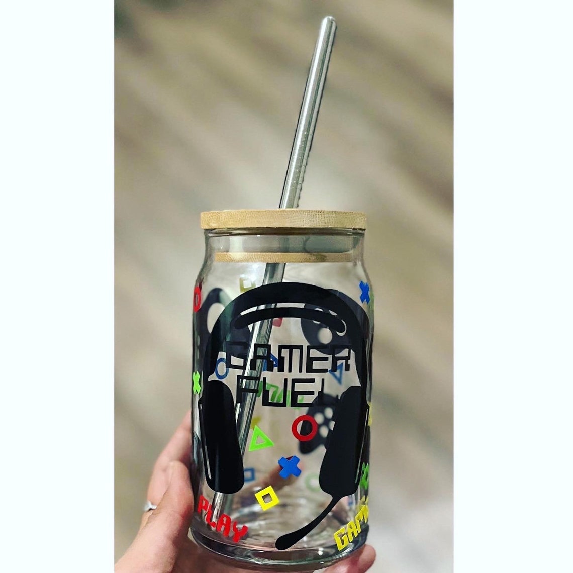 Gamer Glass Cup Gamer Fuel Cup Gamer Iced Coffee Cup Video Game Cup ...