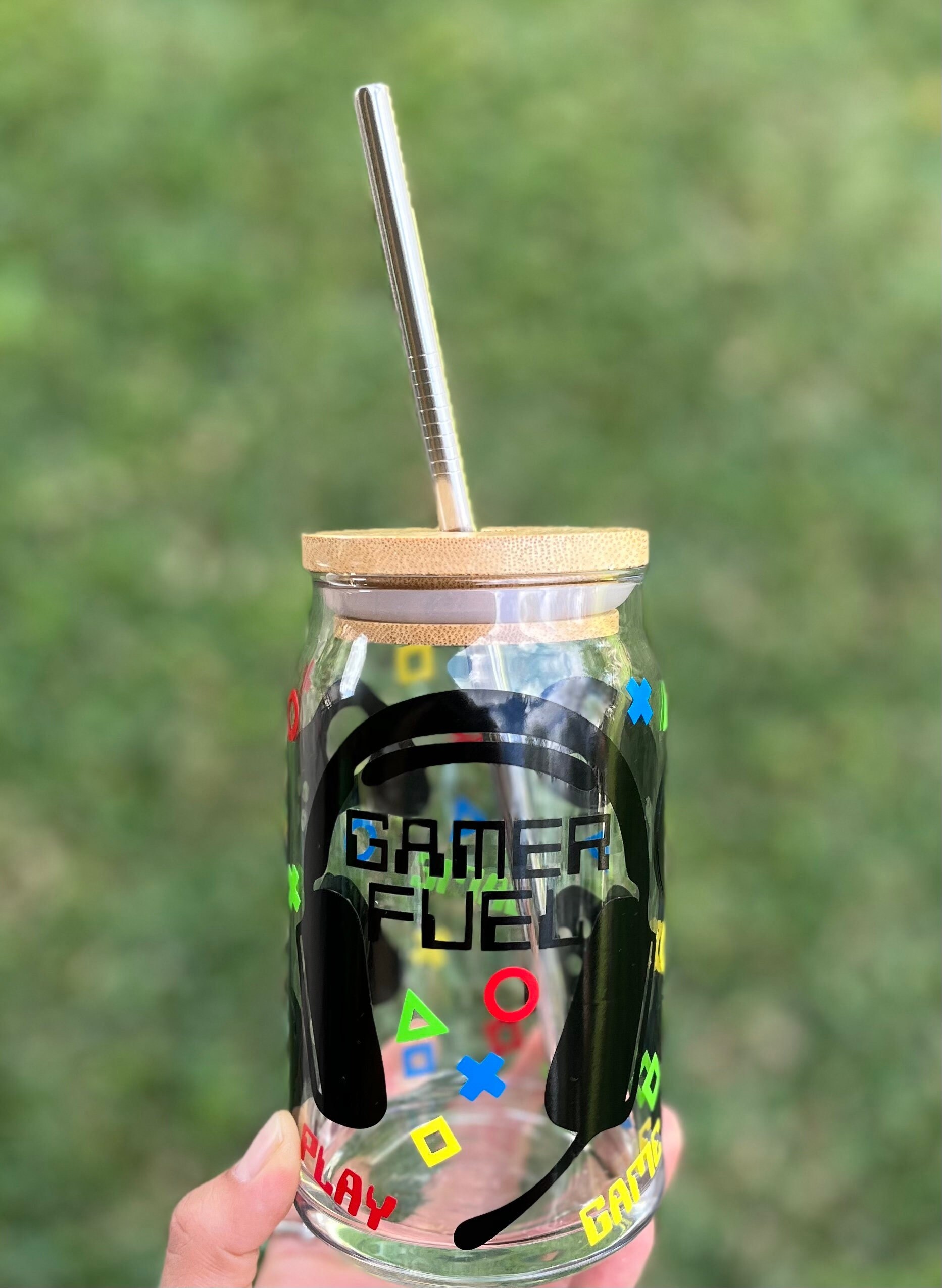 Gamer Glass Cup Gamer Fuel Cup Gamer Iced Coffee Cup Video Game Cup ...
