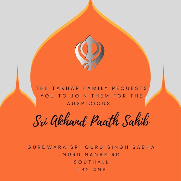 Akhand Path Invitation Card - Etsy