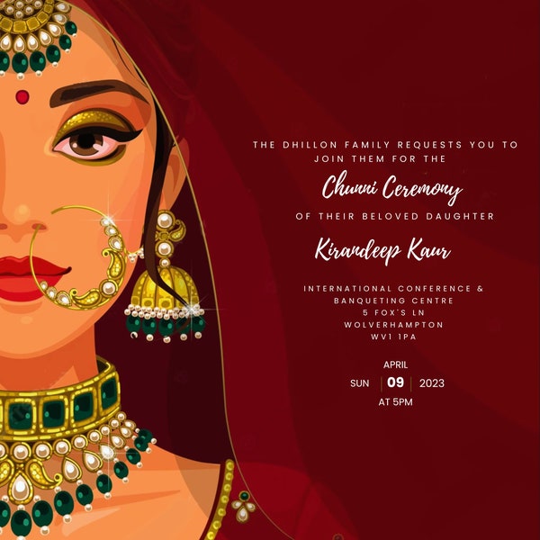 Digital Chunni Invitations - Etsy