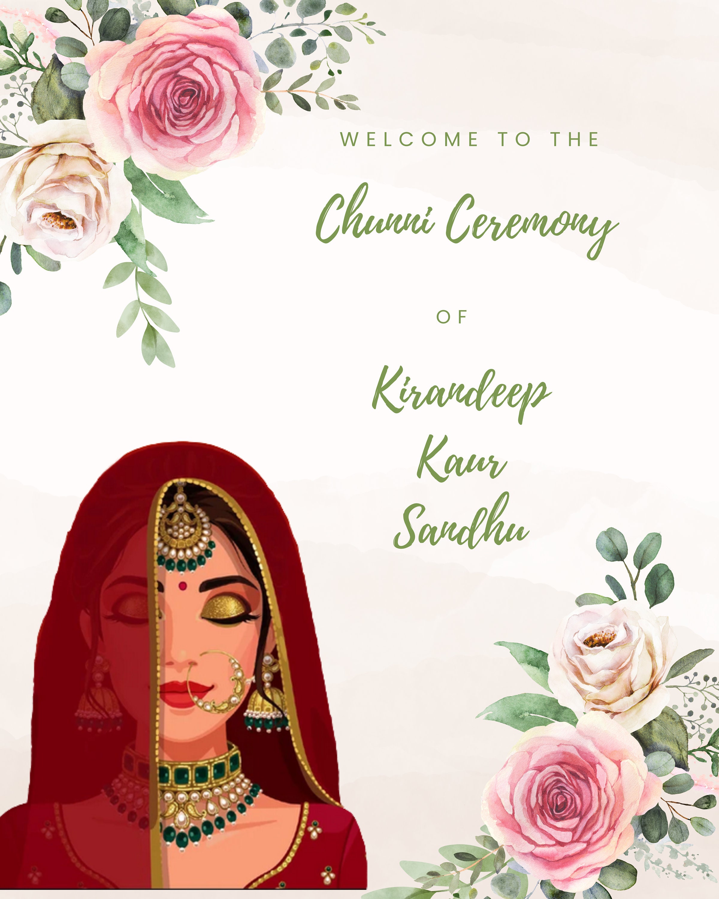 Chunni Welcome Signs Punjabi for Chunni Signages, Wedding Chunni ...