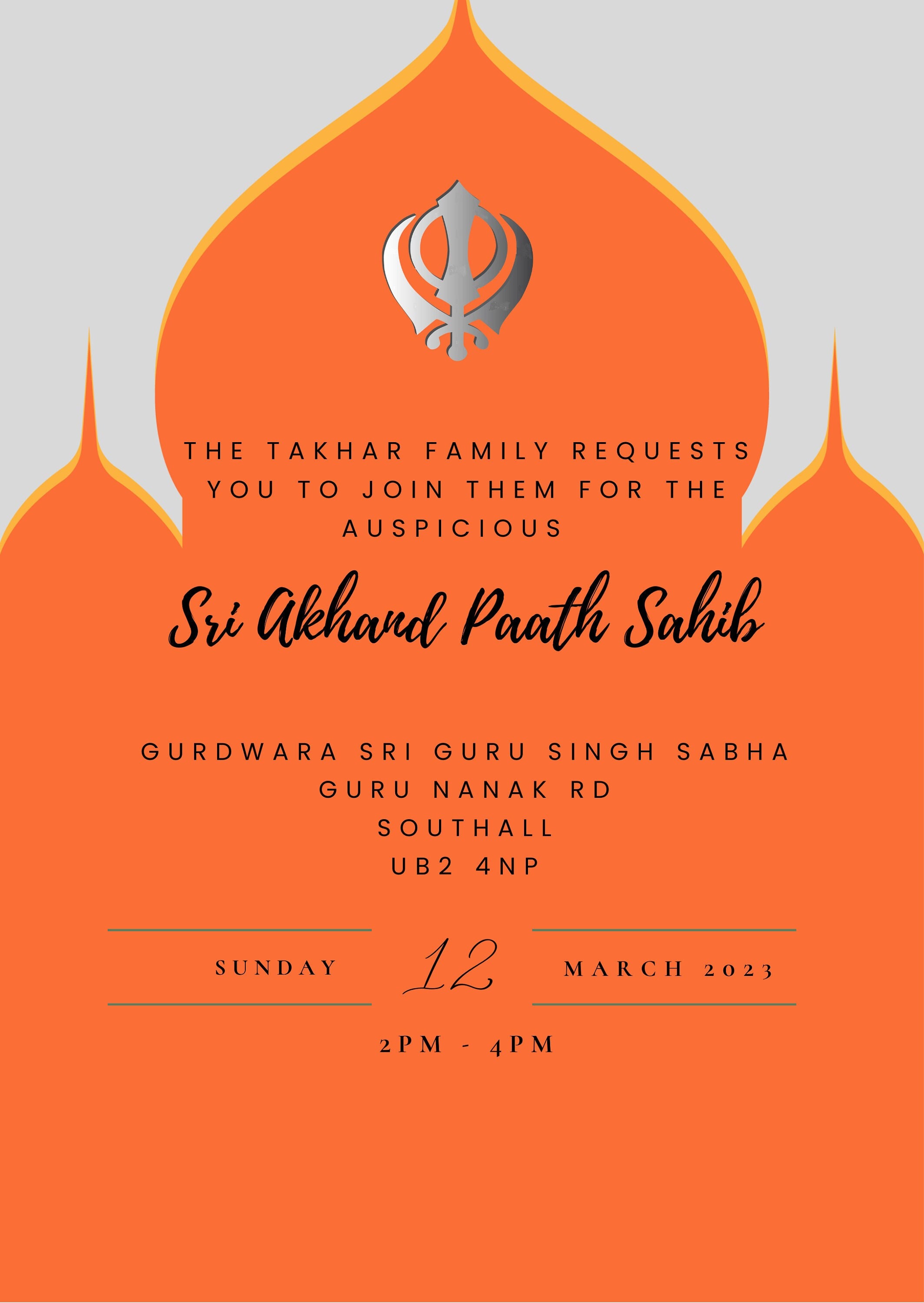 Akhand Path Invitation Sikh Invitations, Sri Akhand Path Sahib Invite ...